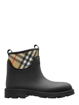 Burberry Short Wellington Boots With Check Pattern - Black