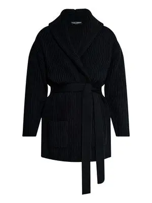 Dolce & Gabbana Belted Wool Cardigan - Black