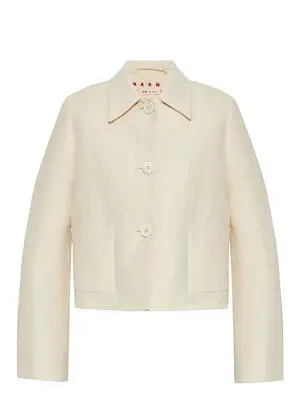 Marni Marni Boxy Cropped Cotton Jacket Cream