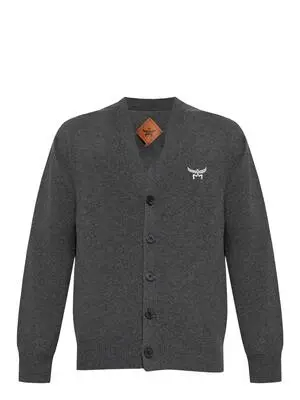 Mcm Cardigan With Embroidered Logo - Grey