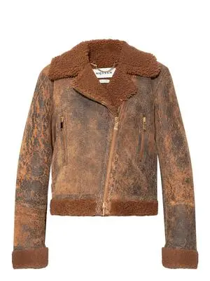 ALEXANDER MCQUEEN Fur-Trimmed Leather Jacket