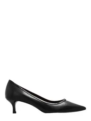 Tory Burch Leather Kitten Heel Stilettos Black