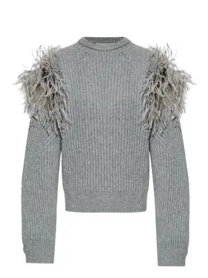 Blumarine Ostrich Feather Sweater - Grey