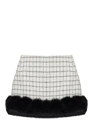 SELF-PORTRAIT Tweed Mini Skirt - Cream