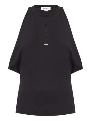 Alexander McQueen Round-neck Top With Chain Detail - Black