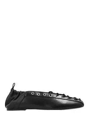 GANNI Lace-up Ballerina Flats - Black