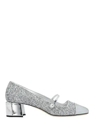 JIMMY CHOO Elisa Glittered Mary Jane Heels - Silver