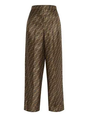 Fendi Silk Monogram Trousers - Brown