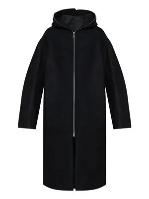 Rick Owens Wool Coat With Hood - Black