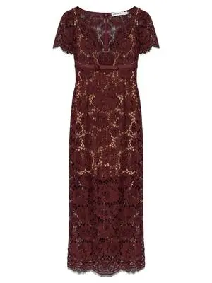 SELF-PORTRAIT Lace Midi Dress - Burgundy