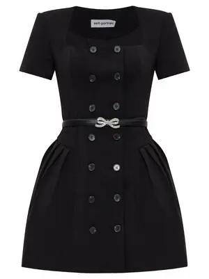 SELF-PORTRAIT Belted Mini Dress - Black