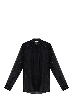 Oseree Metallic Studded Beach Shirt - Black