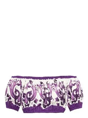 Dolce & Gabbana Majolica Print Short Top - Purple