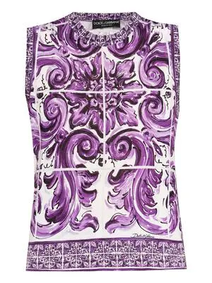 Dolce & Gabbana Majolica" Print Silk Top - Purple