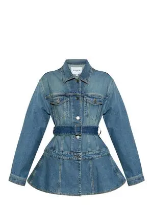 Alaïa Denim Jacket With Belt - Blue