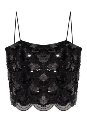 Remain Birger Christensen Sequin Embellished Sleeveless Top - Black