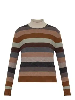 Tory Burch Striped Wool Turtleneck Sweater - Multicolour