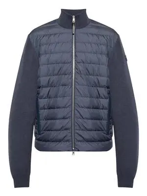 Moncler Wool And Cashmere Cardigan With Down Insert - Navy Blue