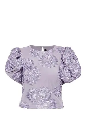Remain Birger Christensen Floral Appliqué Tulle Top - Purple