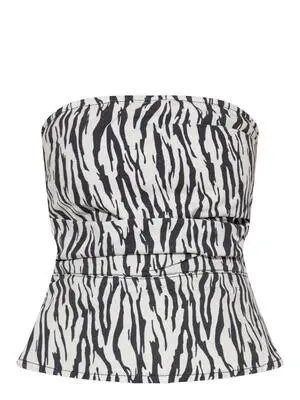 ROTATE BY BIRGER CHRISTENSEN Animal Print Bandeau Top - White