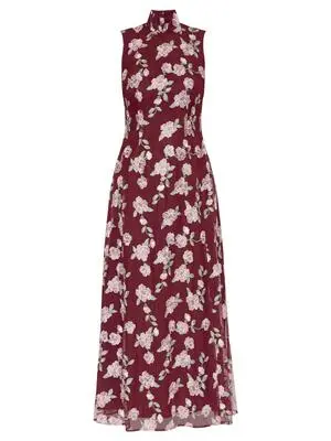 ROTATE BY BIRGER CHRISTENSEN Floral Motif Dress - Burgundy
