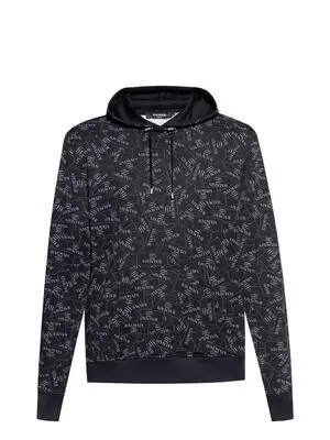 Balmain Logo Print Hoodie - Black