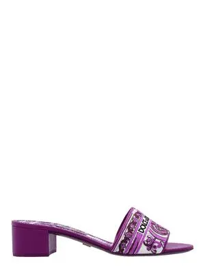 Dolce & Gabbana Majolica Heeled Mules - Purple