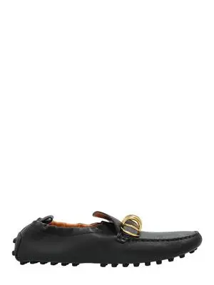 TOD’S Leather Loafers With Gold Ring Detail