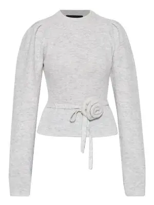 ROTATE BY BIRGER CHRISTENSEN Wool And Alpaca Blend Sweater With Rose Appliqué Belt