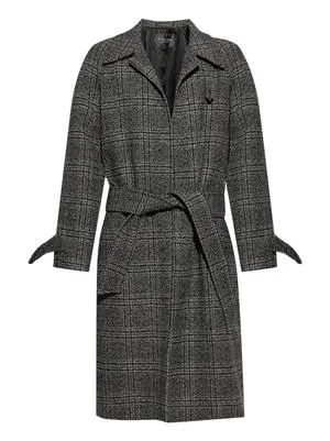 Balenciaga Oversized Checkered Wool Coat - Grey