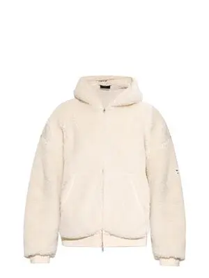 Balenciaga Faux Fur Zip-up Sweatshirt - Cream