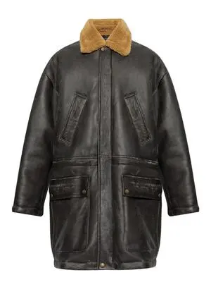 Balenciaga Lambskin Shearling Overcoat - Brown