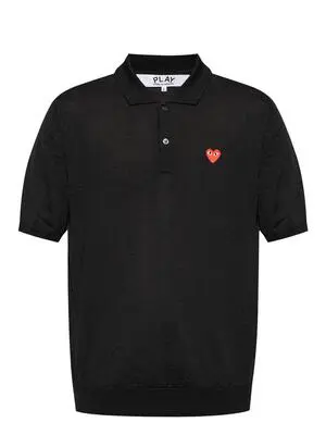 Play Comme Des Garcon Wool Polo Shirt - Black