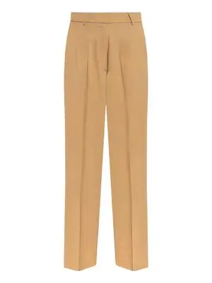 FORTE_FORTE Wool-finished Trousers With Pleated Detail - Beige