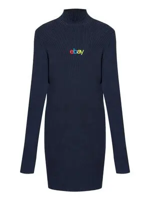 Balenciaga Long Turtleneck Sweater - Navy Blue