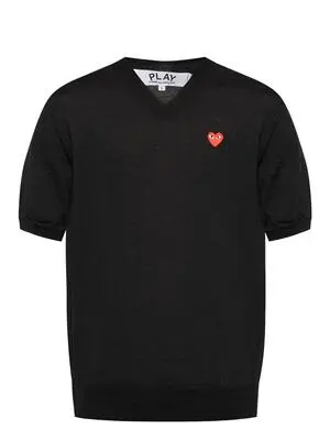 Play Comme Des Garcon Woolen V-neck T-shirt - Black