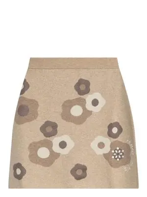 Kenzo Floral Motif Mini Skirt - Beige