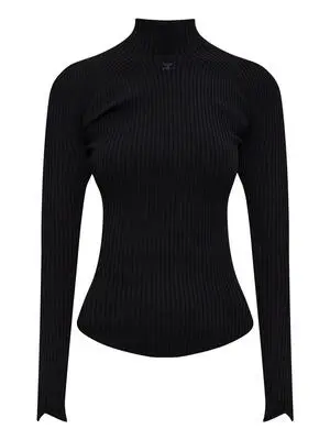 COURREGES Logo Turtleneck - Black