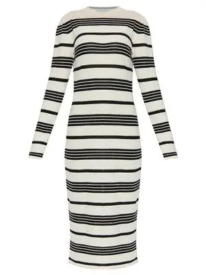 Moncler Striped Knit Midi Dress - Cream