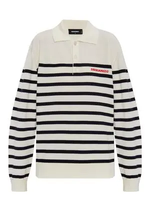 Dsquared2 Wool Polo Shirt With Logo - Cream
