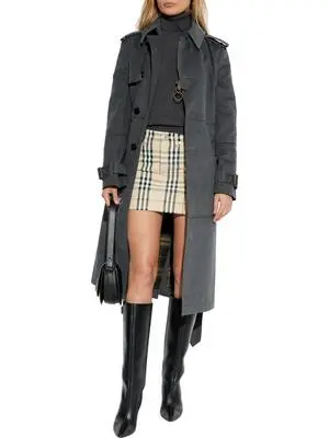 Burberry Cotton Trench Coat With Belt - Grey