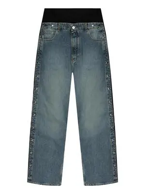 Alaïa Jeans With Detachable Side Stripes - Blue