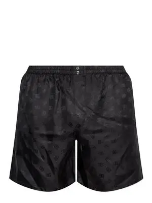 Dolce & Gabbana Silk Jacquard Monogram Shorts - Black