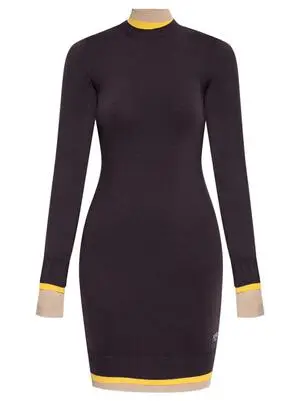 Fendi Dress With Stand-up Collar And Logo Detail - Purple