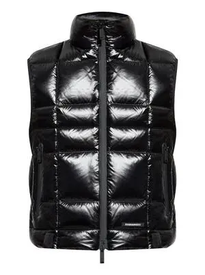 Dsquared2 Padded Down Gilet With Stand-up Collar - Black