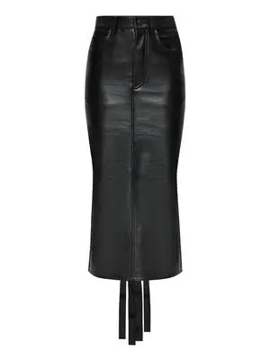 Balenciaga Lambskin Leather Midi Skirt - Black