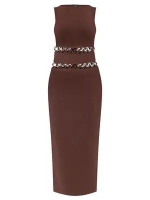 Cult Gaia Sleeveless Fitted Midi Dress - Brown
