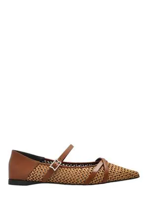Max Mara Woven Leather Ballet Flats - Brown