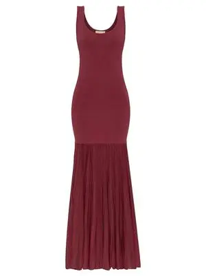 Michael Kors Sleeveless Mesh Hem Dress - Red