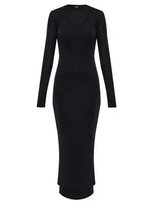 JIL SANDER Double-layered Wool Dress - Black